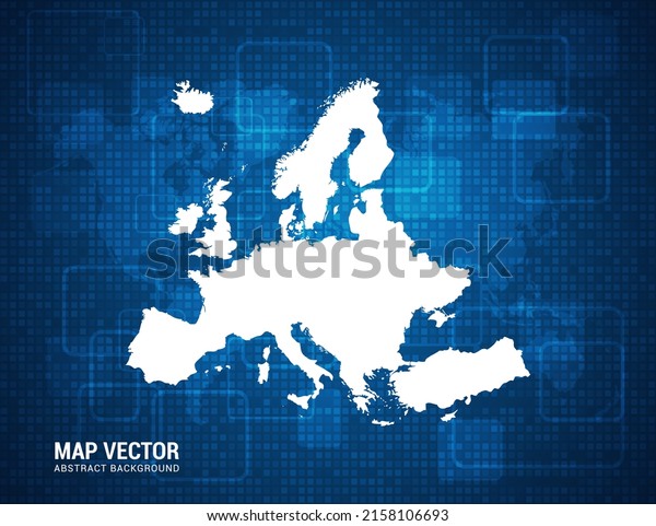 Europe Map Abstract Blue Background Technology: เวกเตอร์สต็อก (ปลอดค่า ...