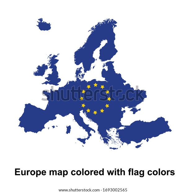 Europe Map Colored Flag Colors Isolated Stock Vector (Royalty Free ...
