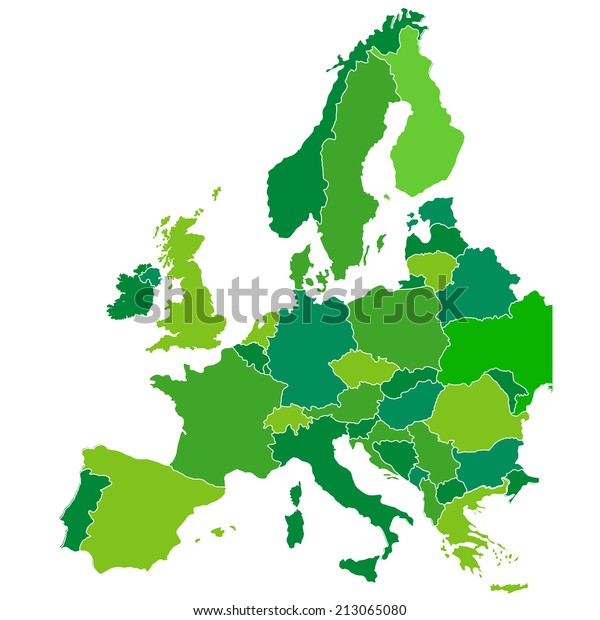 Europe Map Green Stock Vector (Royalty Free) 213065080