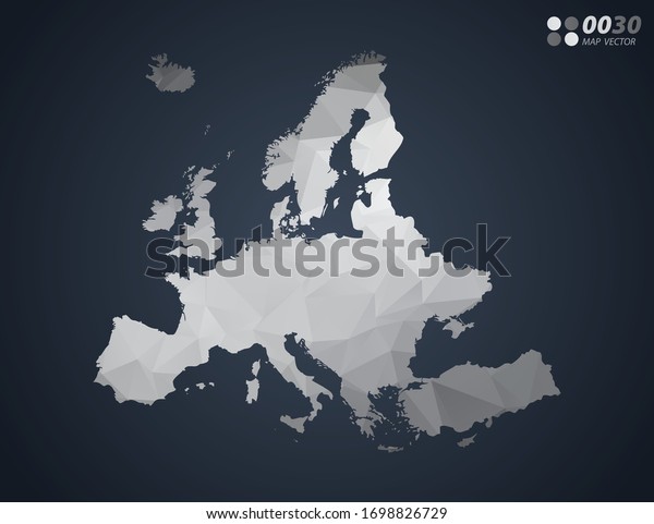 Europe map grey polygon red triangle mosaic with dark background. style ...