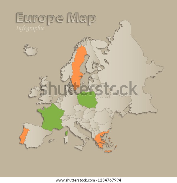 Europe Map Individual States Separated Infographics Stock Vector ...