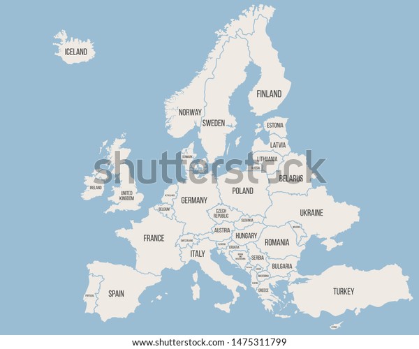 Europe Map Isolated On Blue Background Stock Vector (Royalty Free ...
