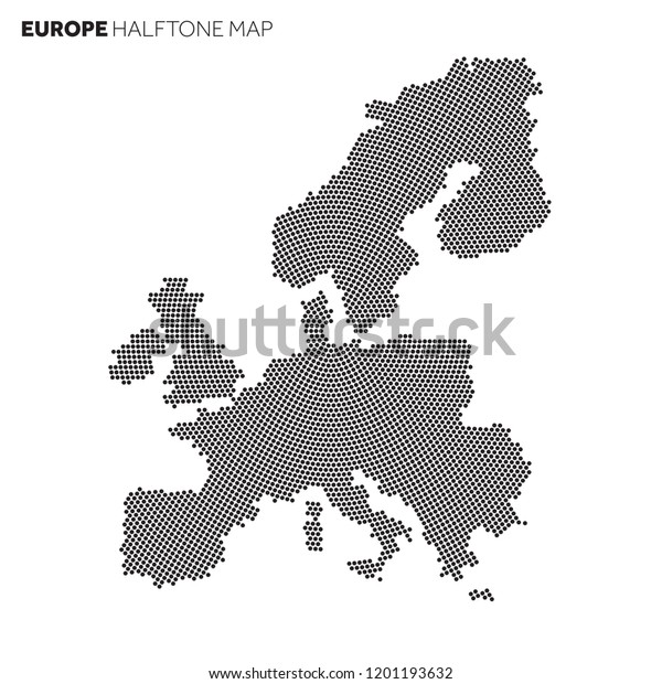 Europe Map Made Radial Halftone Pattern Stock Vector (Royalty Free ...