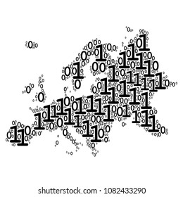 Europe Map Mosaic Icon Zero One: vector de stock (libre de regalías ...
