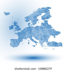Europe Map On Blue Background Vector 스톡 벡터(로열티 프리) 158882279 | Shutterstock
