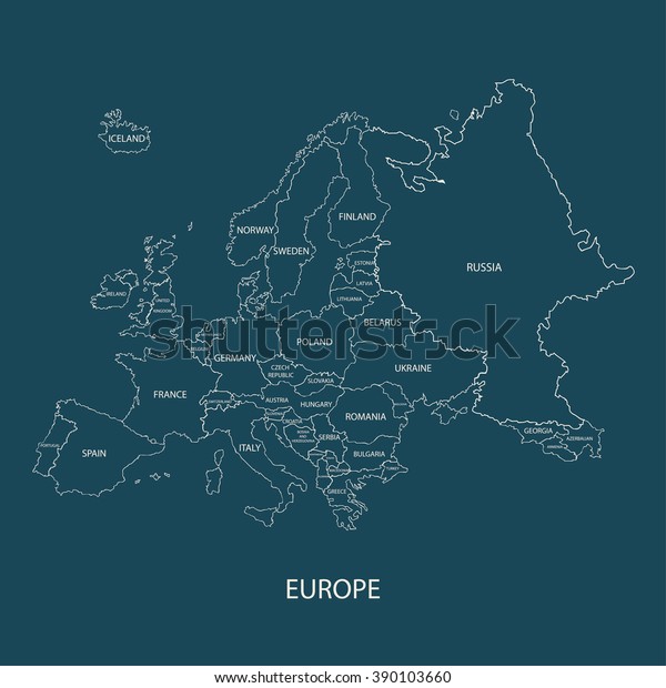 Europe Map Outline Borders Illustration Vector: vetor stock (livre de ...