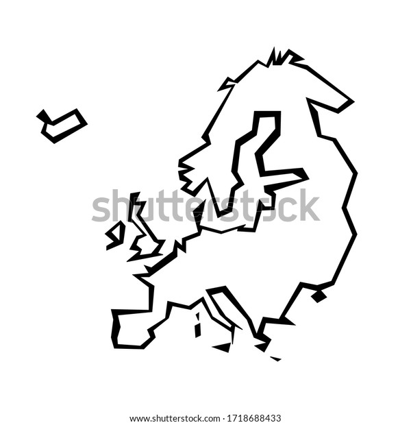 Europe Map Outline Continent Shape Sharp Stock Vector (Royalty Free ...