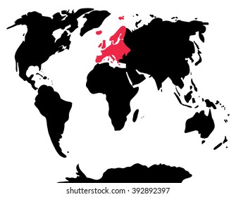 Vektor Stok Europe On World Map Vector Illustrate (Tanpa Royalti ...