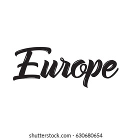 Europe Text Design Vector Calligraphy Typography 스톡 벡터(로열티 프리 ...