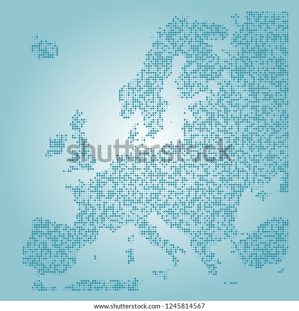 Europe Vector Map Made Turquoise Dots Stock Vector (Royalty Free ...