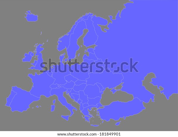 Vektor Stok Europe Vector Political Map State Borders (Tanpa Royalti ...