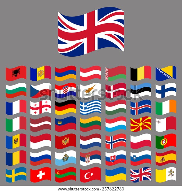 Europe Waving Vector Flag Collection Part Stock Vector (Royalty Free ...
