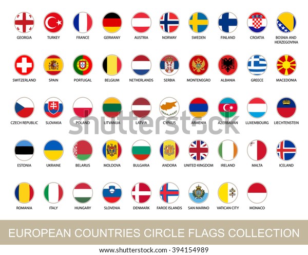 European Countries Circle Flags Collection Circle Stock Vector (Royalty ...