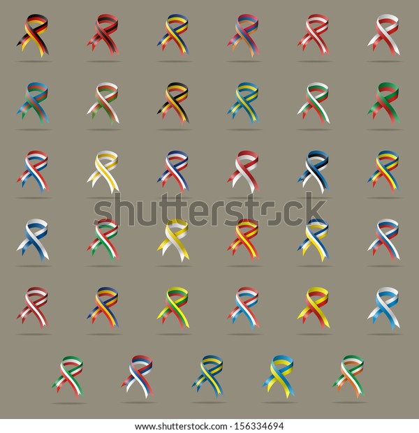 European Flags Ribbons Vector Illustration Stock Vector (Royalty Free ...
