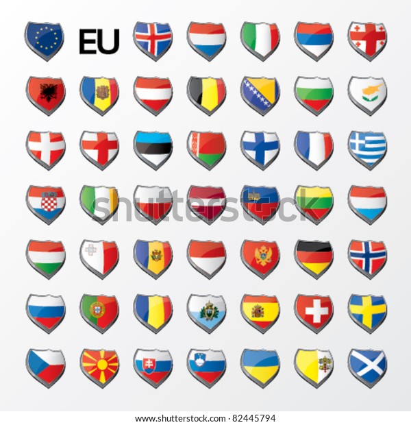 European Shield Icons Stock Vector (Royalty Free) 82445794 | Shutterstock