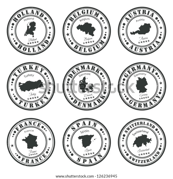European Stamps Set Stock Vector (Royalty Free) 126236945 | Shutterstock