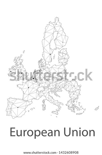 European Union Communication Network Map Vector Stock Vector (Royalty ...