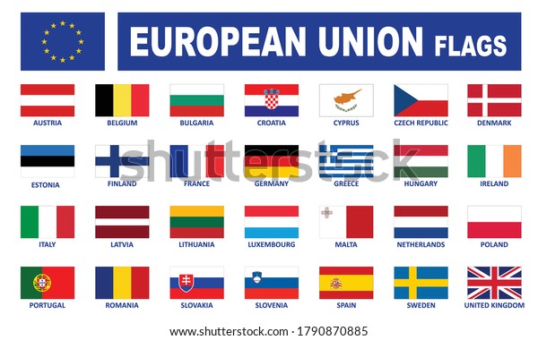 European Union Countries Flags Set Stock Vector (Royalty Free ...