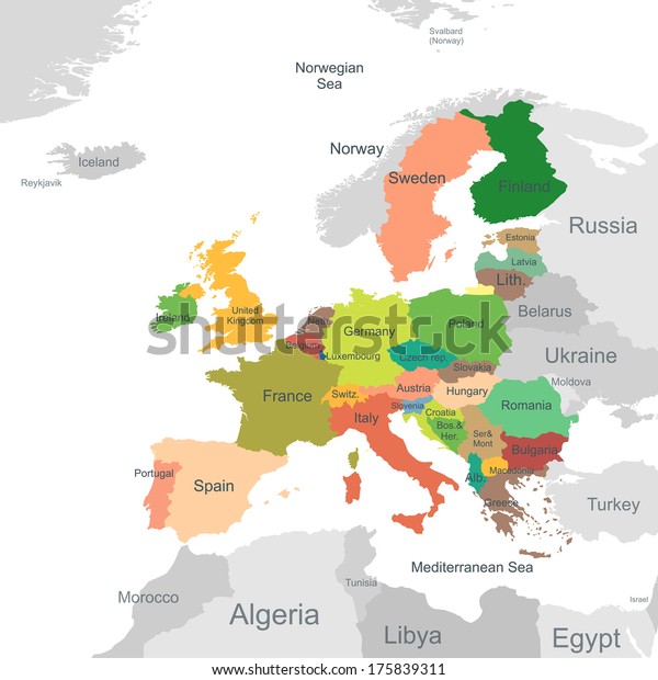 European Union Map Stock Vector (Royalty Free) 175839311