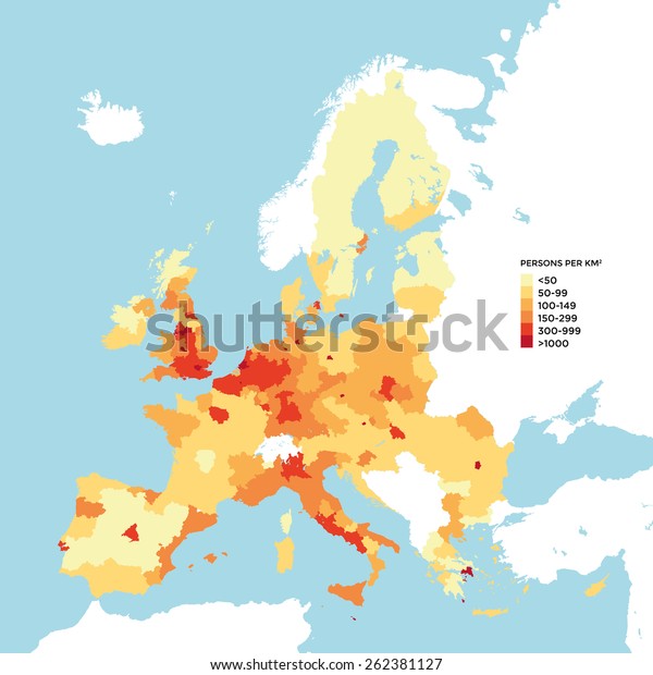 European Union Population Density Map Stock Vector (Royalty Free) 262381127