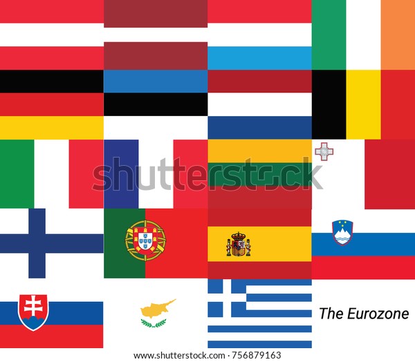 Eurozone Euro Area Flags Monetary Union Stock Vector (Royalty Free ...