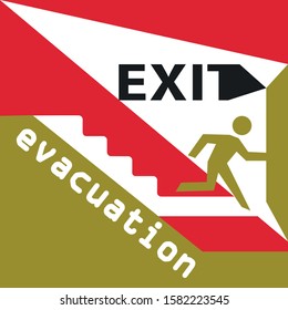 Evacuation Exit Rescue Running Man Direction 库存矢量图（免版税）1582223545 ...