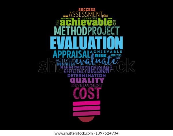 Evaluation Light Bulb Word Cloud Collage Stock Vector (Royalty Free ...