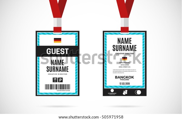 Event Guest Id Card Set Lanyard Stock Vector (Royalty Free) 505971958