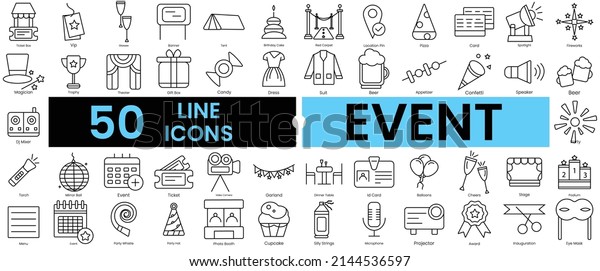 Event Line Art Icon Pack Stock Vector (Royalty Free) 2144536597 ...