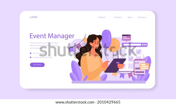 Event Management Web Banner Landing Page Stock Vector (Royalty Free ...