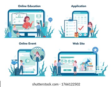 Teacher Online Service Platform Set Profesor Stock Vector (Royalty Free ...