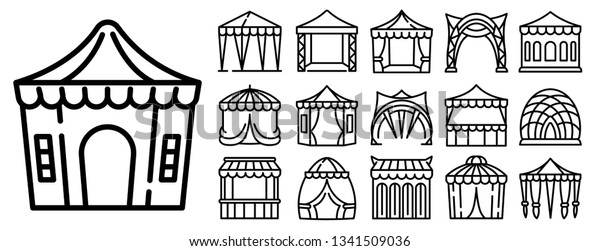 Event Stall Icon Set Outline Set Stock Vector (Royalty Free) 1341509036