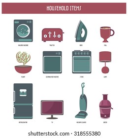 Everyday Household Items Set 12 Elements Stock Vector (Royalty Free ...
