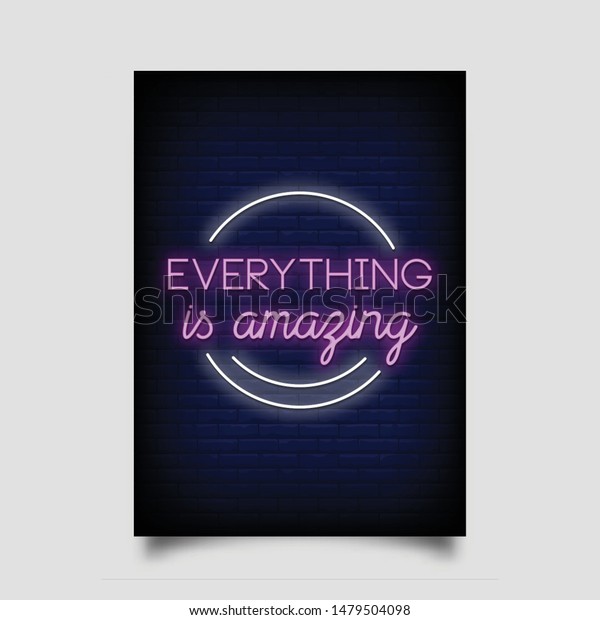 Everything Amazing Poster Neon Style Modern Stock Vector (Royalty Free ...