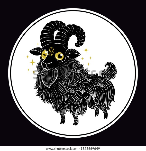 Evil Black Goat Enchanted Pentagram Stock Vector (Royalty Free) 1525669649