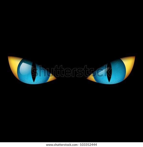 Evil Blue Eye Illustration On Black Stock Vector (Royalty Free) 103352444