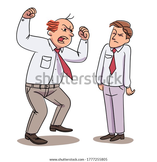 Evil Boss Shouting On Office Worker Stock Vector (Royalty Free ...
