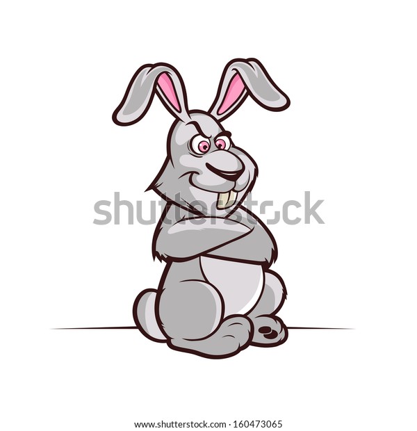 Evil Cartoon Bunny Vector Illustration 스톡 벡터(로열티 프리) 160473065