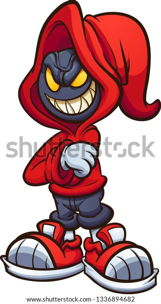Evil cartoon character wearing a red hood clip art. Vector illustration ...