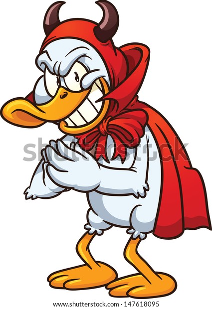 Evil Cartoon Duck Dressed Like Devil Stock Vector (Royalty Free) 147618095