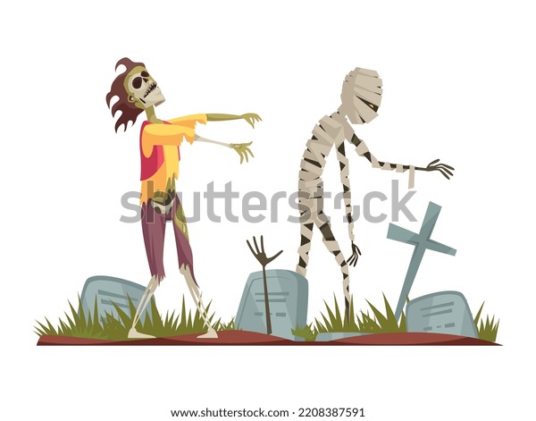 Evil Character Cartoon Concept Zombie Mummy Stock Vector (Royalty Free ...