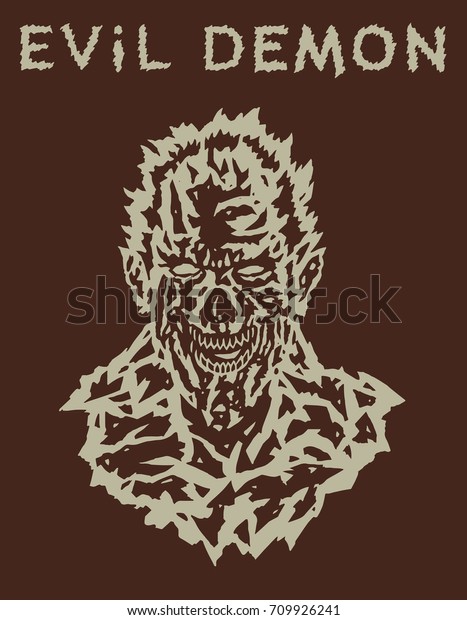 Evil Demon Head Creepy Face Vector Stock Vector (Royalty Free ...