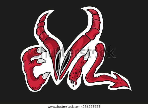 Evil Drawing Text Conceptual Symbol On Stock Vector (Royalty Free ...