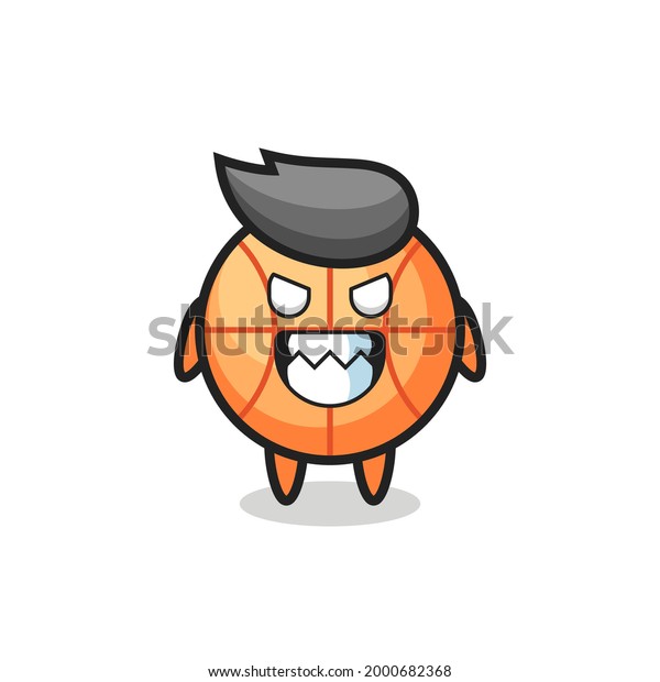 Evil Expression Basketball Cute Mascot Character Stock Vector (Royalty ...