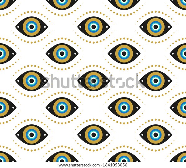 Evil Eyes Seamless Pattern Contemporary Modern Stock Vector (Royalty ...
