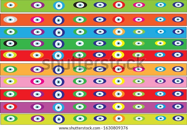 Evil Eyes Set Hand Drawn Blue Stock Vector Royalty Free 1630809376