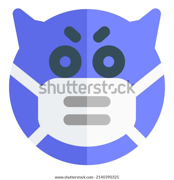 Vektor Stok Evil Face Open Eyes Emoticon Wearing (Tanpa Royalti ...