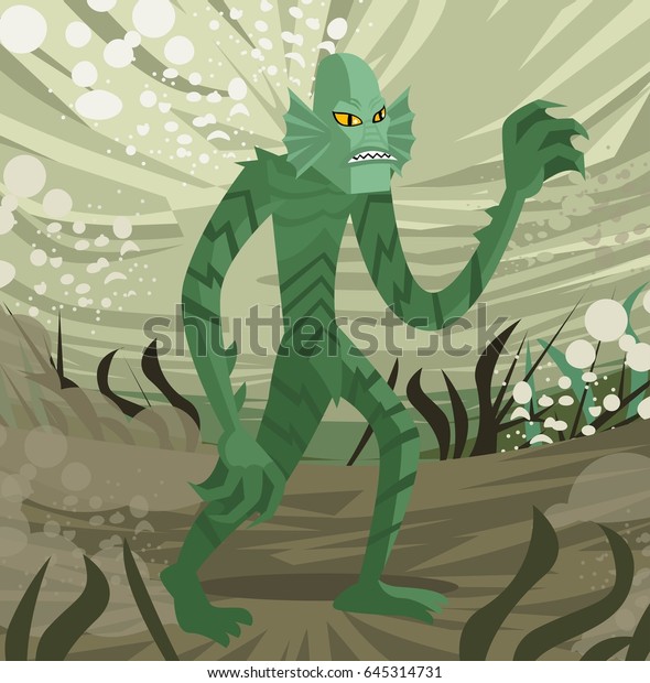 Evil Fish Monster Creature Deep Swamp Stock Vector (Royalty Free ...
