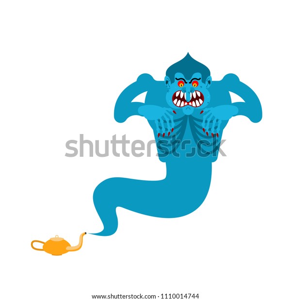 Evil Genie Magic Lamp Fiery Scary Stock Vector (Royalty Free ...