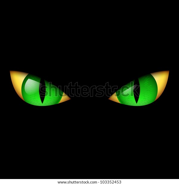 Evil Green Eye Illustration On Black: เวกเตอร์สต็อก (ปลอดค่าลิขสิทธิ์ ...